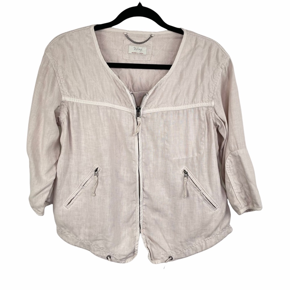 Wrap Designed In London Linen Jacket In Cream/Tan, 6 - Gem